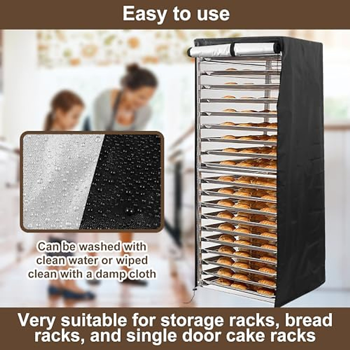 Pan Bun Rack Cover, Bread Rack Cover, Bun Pan Bakery Rack Cover with Zipper Multipurpose Bread Rack Cover Keeping Fresh Bakery Single Rack Cover Reusable Bun Pan Bakery Rack Cover for Restaurant