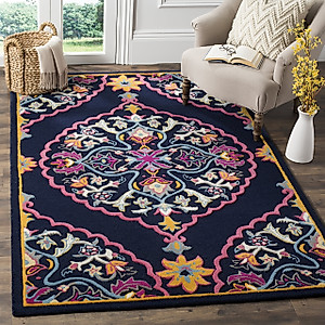 SAFAVIEH Bellagio Collection 6' x 9' Navy Blue/Multi BLG605C Handmade Medallion Premium Wool Area Rug