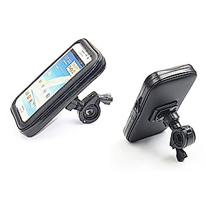 Cheeroyal Universal 360° Switch Waterproof Bike Bicycle GPS Case Motorbike Stand Phone Holder Mount for Smartphone Up to 4.7-5.2 Inch (L(4.7"-5.2"))