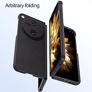 Designed for OnePlus Open Case with Screen Protectors [Hard PC Leather Slim Phone Case] [Shockproof Anti-Slip] Slim Case for OnePlus Open 2023 (Black Black)