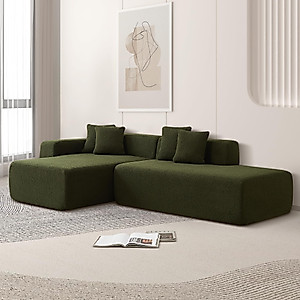 YOOBECH 105.51'' Modular Sectional Sofa Couch for Living Room, Sherpa Fabric L-Shape 5 Seater Modern Style Corner Sofa Couch with Chaise Lounge, Beige Sofa Couch Without Installation