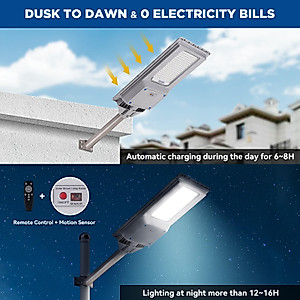 LANGY Solar Street Light, 2-Pack 30000LM 400W, IP67 Commercial Parking Lot Light, Outdoor Dusk to Dawn Solar Flood Light with Motion Sensor, Remote Control, for Yard Garden