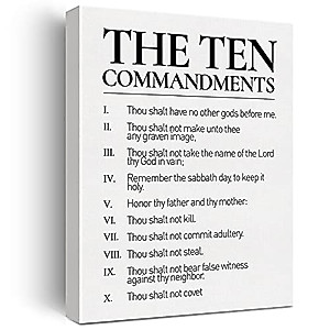Christian Canvas Wall Art 10 Commandments Canvas Print Positive Scripture Canvas Painting Home Bedroom Wall Decor Framed Gift 12x15 Inch