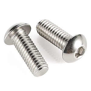 M6-1.0 x 12mm Button Head Socket Cap Screws, Allen Socket Drive, Stainless Steel 18-8, Bright Finish, Quantity 25