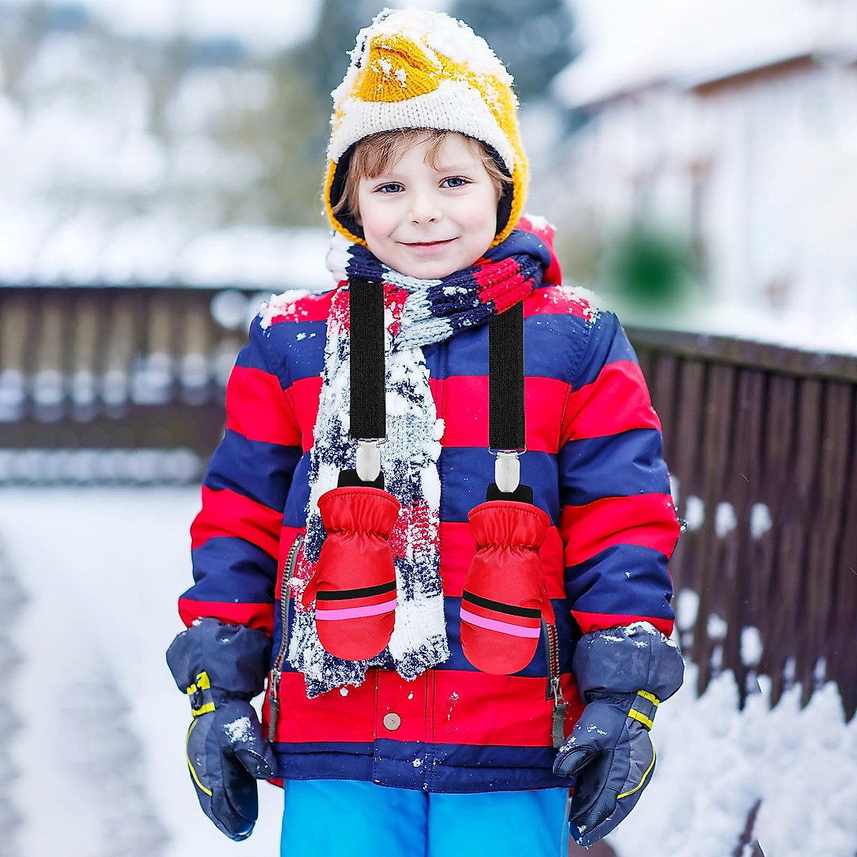 Zkptops 2 Pairs Mitten Clips for Kids Toddlers Baby Elastic Glove Clips Winter Mitten Clips Gloves Holder Strap Hook Attachment String Clothes Dress Cinch Clips Shirt Shawl Sweater Waist Clips (Black)