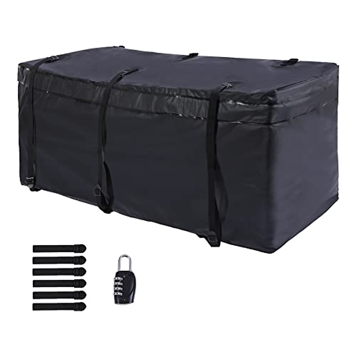 Stonehomy Hitch Cargo Carrier Bag 15 cubic feet, Waterproof Luggage Cargo Bag for Rooftop Racks, Sturdy and Foldable for RV Traveling Trailer, Black