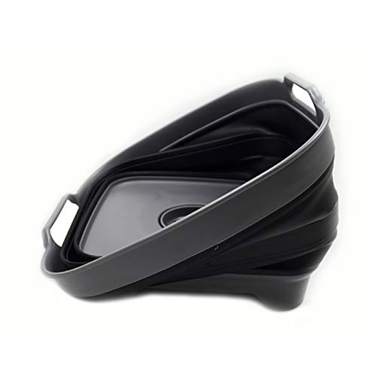 SAMMART 10L (2.64 gallon) Collapsible Dishpan with Draining Plug - Foldable Washing Basin - Portable Dish Washing Tub - Space Saving Kitchen Storage Tray (1, Grey/Black)