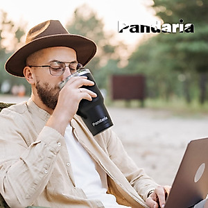 Pandaria 30 oz Mens Travel Coffee Tumbler Cups, Double Wall Stainless Steel Reusable Spill Proof Tumbler with Straw, Leak Proof Insulated Tumbler with Straw for Iced Coffee, Tea & Water (Black)