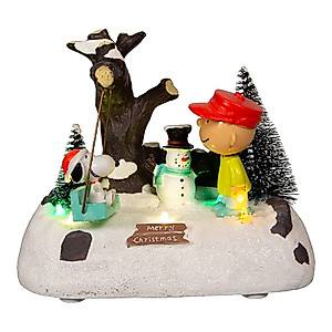 Joy to the World Collectibles Peanuts Battery-Operated Lighted Snoopy Swing Musical Tablepiece Nativity, 10-Inches, Multicolor