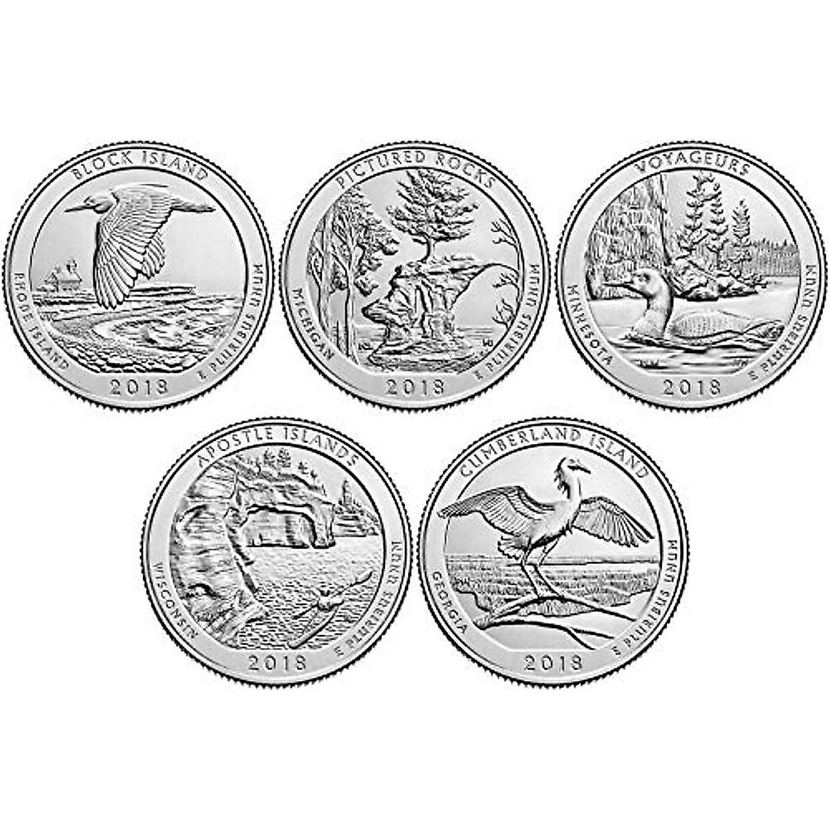 2018 D Complete Set of 5 National Park Quarters Uncirculated