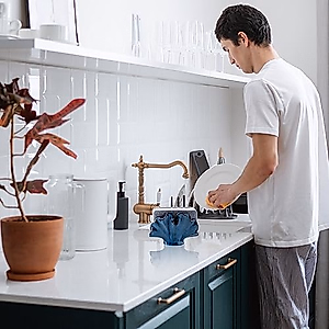 Uiddo Ceramic Sponge Holder， Sponge Holder for Kitchen Sink,Compact Sink Caddy Organizer - Scouring Pad and Dish Sponge Holder, Farmhouse Kitchen Decor and Cute Kitchen Gadgets and Accessories (White)