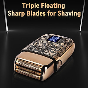 Ufree Electric Razor for Men, Double Foil Head Shaver, 3 Adjustable Speeds Electric Shavers, Close Head Shaver for Bald Men, Beard Trimmer with 2 Foil, Barber Supplies, Gifts for him