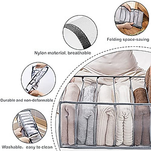 Wardrobe Clothes Organizer, 5 Pcs Different Sizes of Washable Clothes Drawer Organizer, Foldable Closet Clothes Divider, Drawer Dividers Set Fit for Thin Jeans,T-shirts, Leggings,Underwear,Bras,Socks