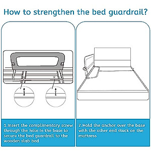 Y- Stop Toddler Bed Rails for Crib, Bed Rail for Toddlers with Reinforced Anchor Fit for Slats& Boxspring, Baby Bed Rail Guard Folding up, Sturdy Crib Rail Guard
