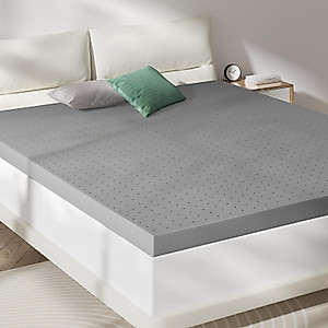 VISCOFLEX 3 Inch Mattress Topper Queen - High Density Foam Firm Bed Topper for Back Pain & Extra Weight Individuals, Back Pain Relief - Charcoal Infusion, CertiPUR-US, New-Version