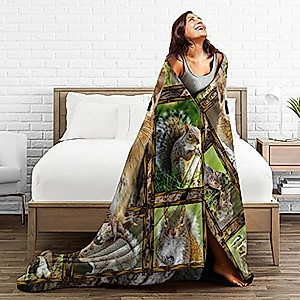 Squirrel Throw Blankets Ultra Soft Flannel Blanket Warm Cozy Couch Sofa Bed Decor for All Seasons