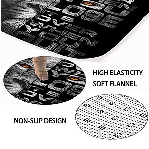 Dia Magico 4PCS Lion Shower Curtain Set, Inspirational Quotes Majestic Lion King African Wildlife Safari Wild Animal Cool Men Bathroom Decor, Waterproof Fabric Black Shower Curtain, Non-Slip Bath Mat