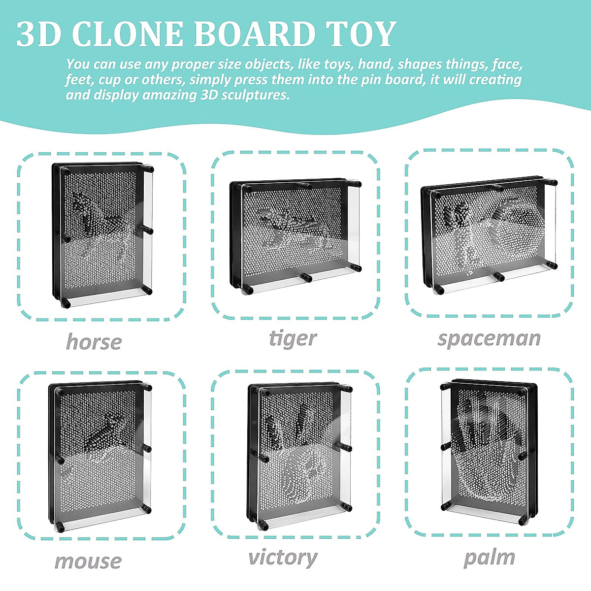 MICKYU Large Metal 3D Pin Art Board Games Toys, Autism Sensory Toys for Kids 8-12, Gifts for Autistic Children