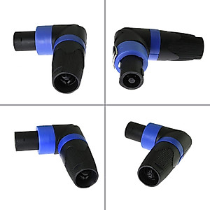 Yuyaokk 4-Pack Right Angle Speakon Cable Adapter Connectors, 4 Pole L-Shape High-Load Speaker Plug Twist Lock Compatiable with Speakon NL4 & NL2 Series