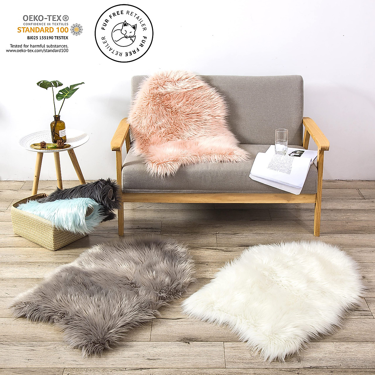 Teppich Wölkchen Faux Fur Rug | Sheep Skin Throw Rug | Washable Fluffy Area Rug, Fuzzy Shag Rug for The Living Room, Bedroom, Nursery Decor I White - 2x3ft Sheepskin