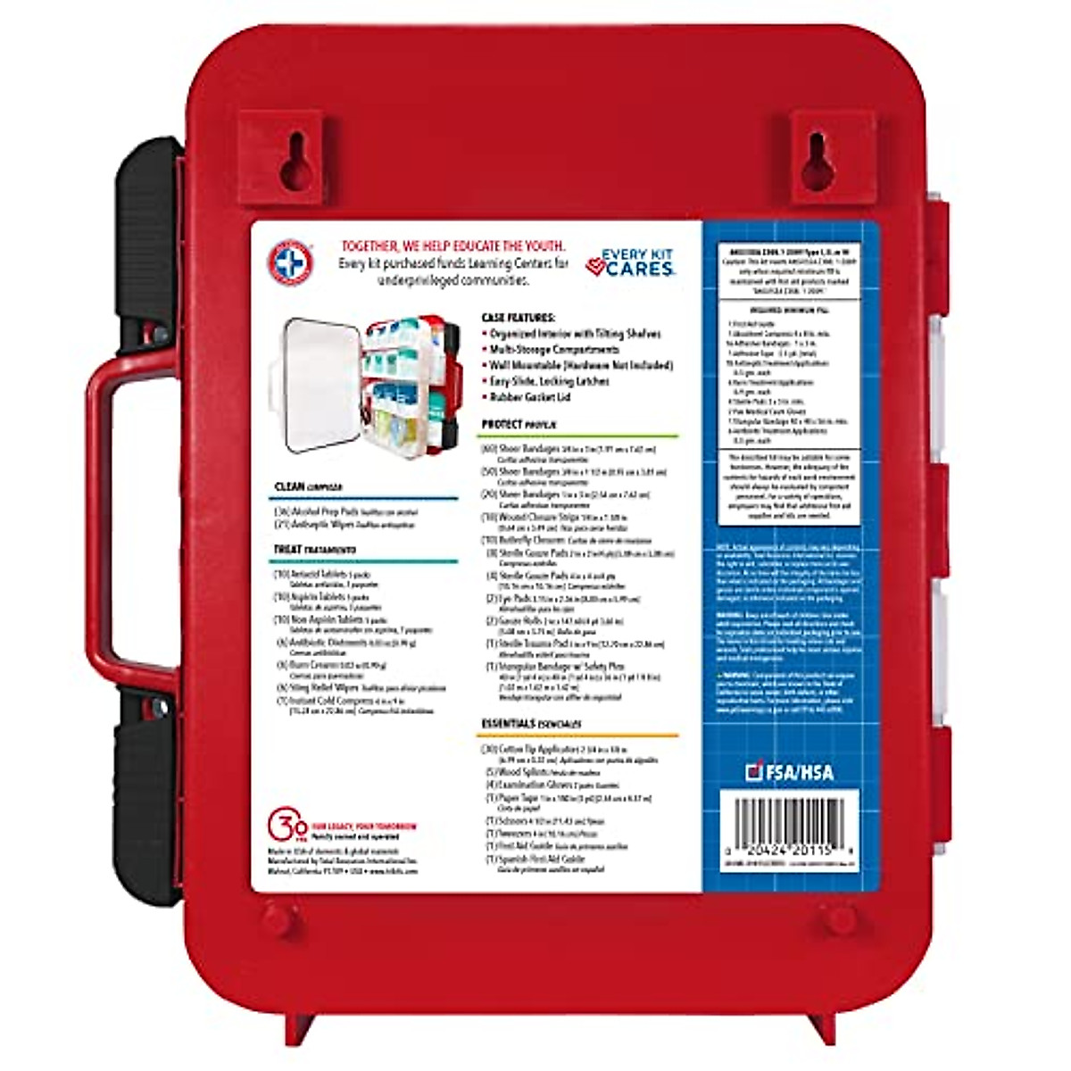 First Aid Kit Hard Red Case 326 Pieces Exceeds OSHA and ANSI Guidelines 100 People - Office, Home, Car, School, Emergency, Survival, Camping, Hunting and Sports