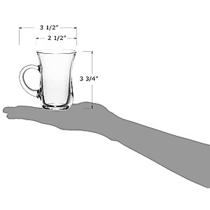 Red Co. Original Turkish Tea Glasses with Handles, 4 3/4 Ounce - Set of 6, Small