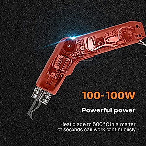 BEAMNOVA Rope Cutter Fabric Cutter,500° C Electric Hot Knife Cutter Tool Kit for Sponge, Cloth, Foam, Extruded Board,Styrofoam,with 4 Blades,Heavy Duty Case and Accessories (110V/100W)