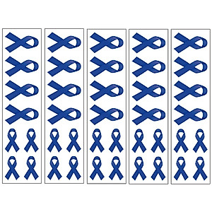 40 Dark Blue Ribbon Temporary Tattoos: Colon Cancer Awareness Tattoo