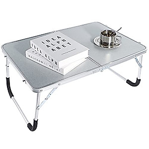 Sivya Foldable Laptop Table Lapdesk, Breakfast Bed Serving Tray, Portable Mini Picnic Desk(Silver)