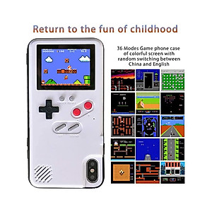 WODETIA Compatible with iPhone 13 / 13Pro / 13 Pro Max Gameboy Case Retro 3D Design Style Silicone Protective Case with 36 Small Games Color Display Shockproof Video Game Phone Case,Pink,13