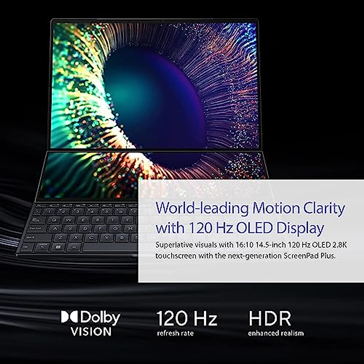 ASUS Zenbook Pro Duo Laptop, 14.5" OLED WQ+ Touchscreen, Intel Core i9-12900H, NVIDIA RTX 3050Ti, 32GB DDR5 RAM, 1TB PCIe SSD, Webcam, Wi-Fi 6, Windows 11 Home