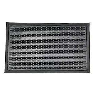 Indoor/Outdoor Hose-Wash Ribbed Design Non-Slip Rubber 2x3 Modern Entryway Mat for Entryway, Patio, Backyard, Garage, 24" x 36", Black Ribbed