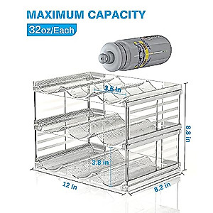 Hyperzoo Water Bottle Organizer, Stackable Water Bottle Holder, Plastic Wine Racks for Kitchen Cabinets, Pantry, Fridge, Water Bottle Storage for Wine/Drink/Can/Tumbler Cup Stand Organizer, 3 Pack