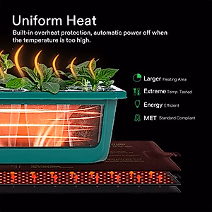 VIVOSUN Durable Waterproof Seedling Heat Mat Warm Hydroponic Heating Pad 10" x 20.75" MET Standard
