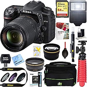 Nikon D7500 20.9MP DX-Format Digital SLR Camera + AF-S 18-140mm f/3.5-5.6G ED VR Lens Bundle with 64GB Memory Card, Camera Bag, Paintshop Pro 2018 and Accessories (11 Items)