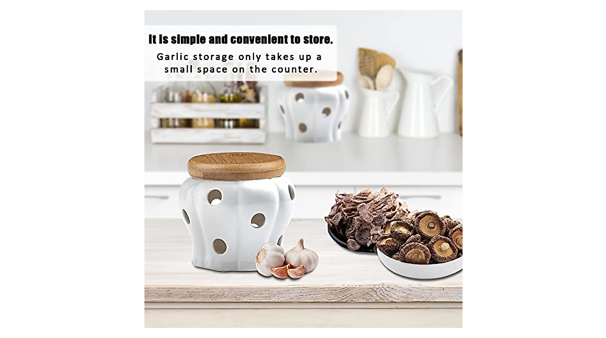 MEKBOK Garlic Keeper - Ceramic Storage with Ventilation