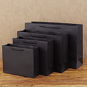 OfficeCastle 10 Pack X-Large Gift Wrap Bags with Handles, 16”x6”x12” Luxury Black Gift Bags for Men, Merchandise Bags Bulk, Shopping Bags