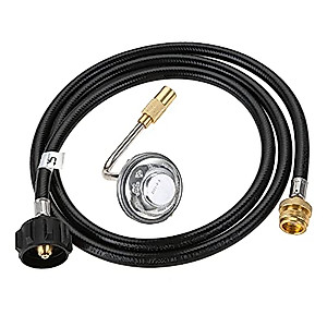6FT Propane Adapter Hose with Gas Regulator, 1lb to 20lb Converter Compatible with Blackstone 17" 22" Tabletop Griddle, Blue Rhino Razor Griddle, Pit Boss PB336GS 2 Burner Table top Gas Griddle