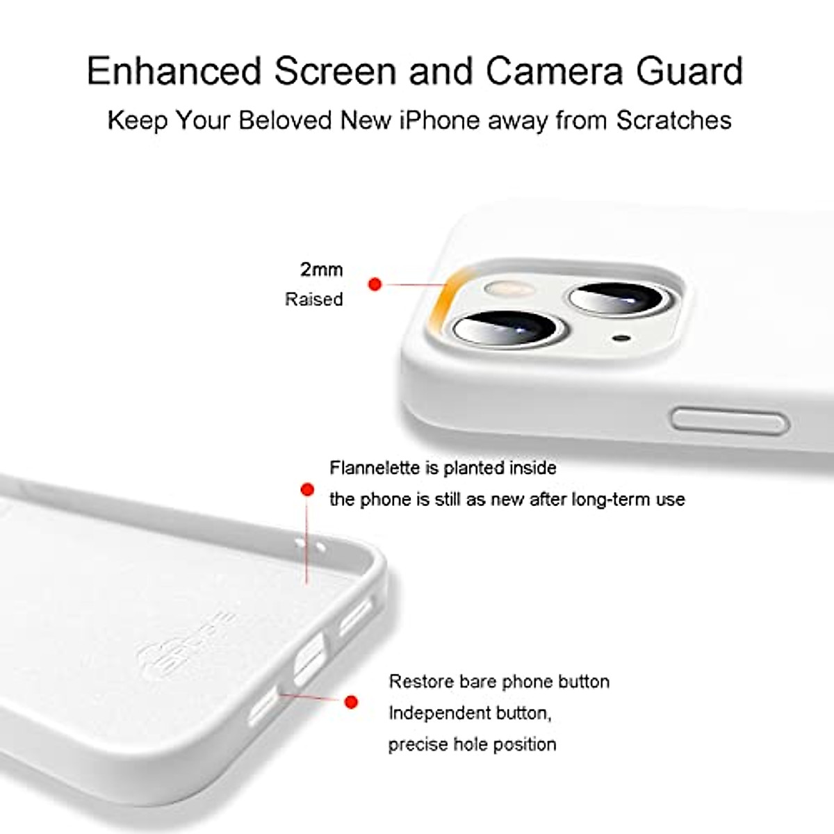 Spogie Designed for iPhone 13 Silicone Case,Ultra Slim Soft Scratch Proof Anti-Fingerprint Shockproof ​Full Body Protective Case for iPhone 13 6.1inch（White）