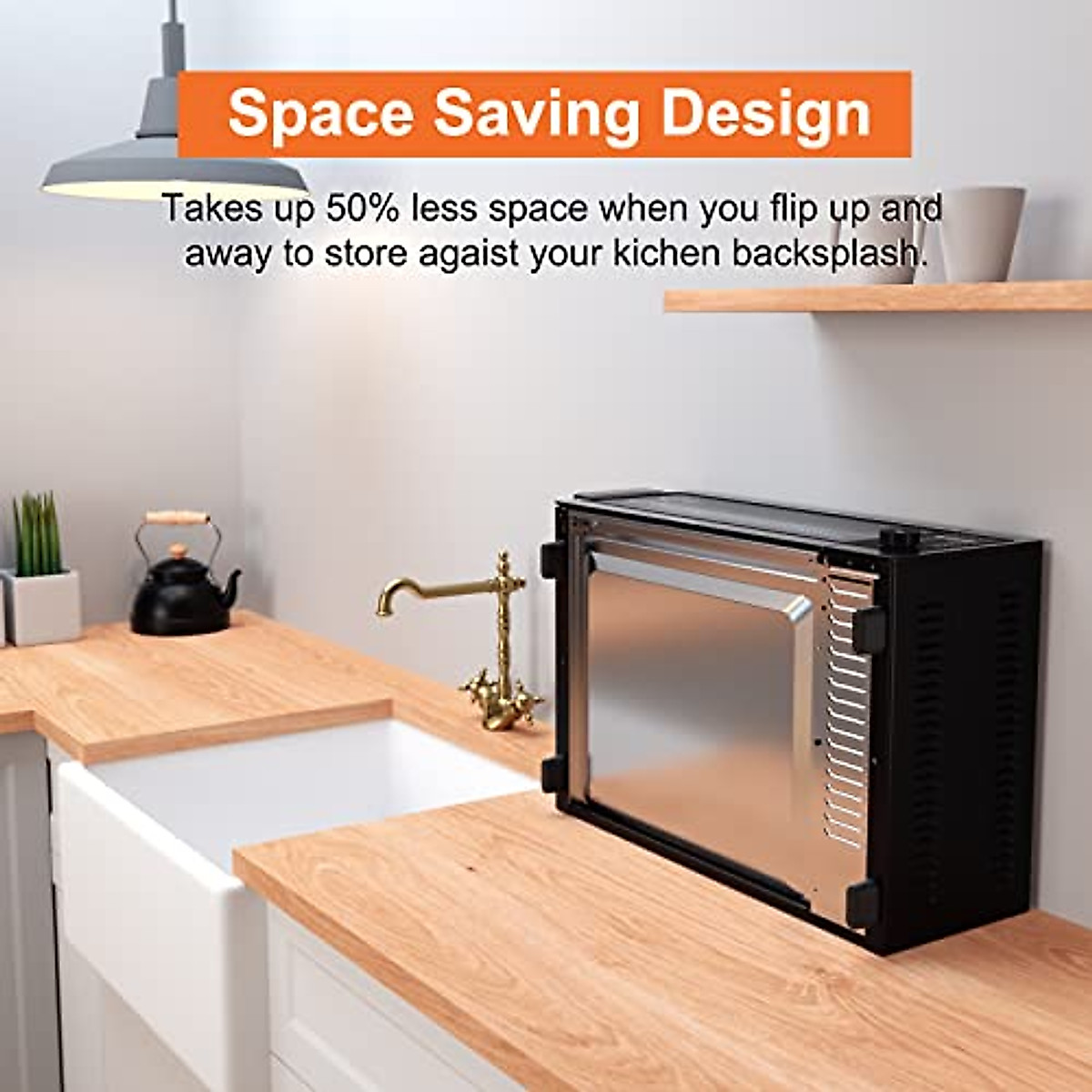 Air Fryer Toaster Oven Combo - Fabuletta 10-in-1 Countertop Convection Oven 1800W, Flip Up & Away Capability for Storage Space, Oil-Less Air Fryer Oven Fit 12" Pizza, 9 Slices Toast, 5 Accessories