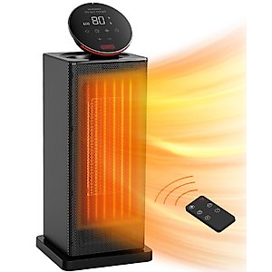 Space Heater,1500W Oscillating Heater for Indoor Use with ECO Thermostat,Remote,4 Modes and 24H Timer, TABYIK Portable Electric Heaters with 6 Protection for Small Room for Office