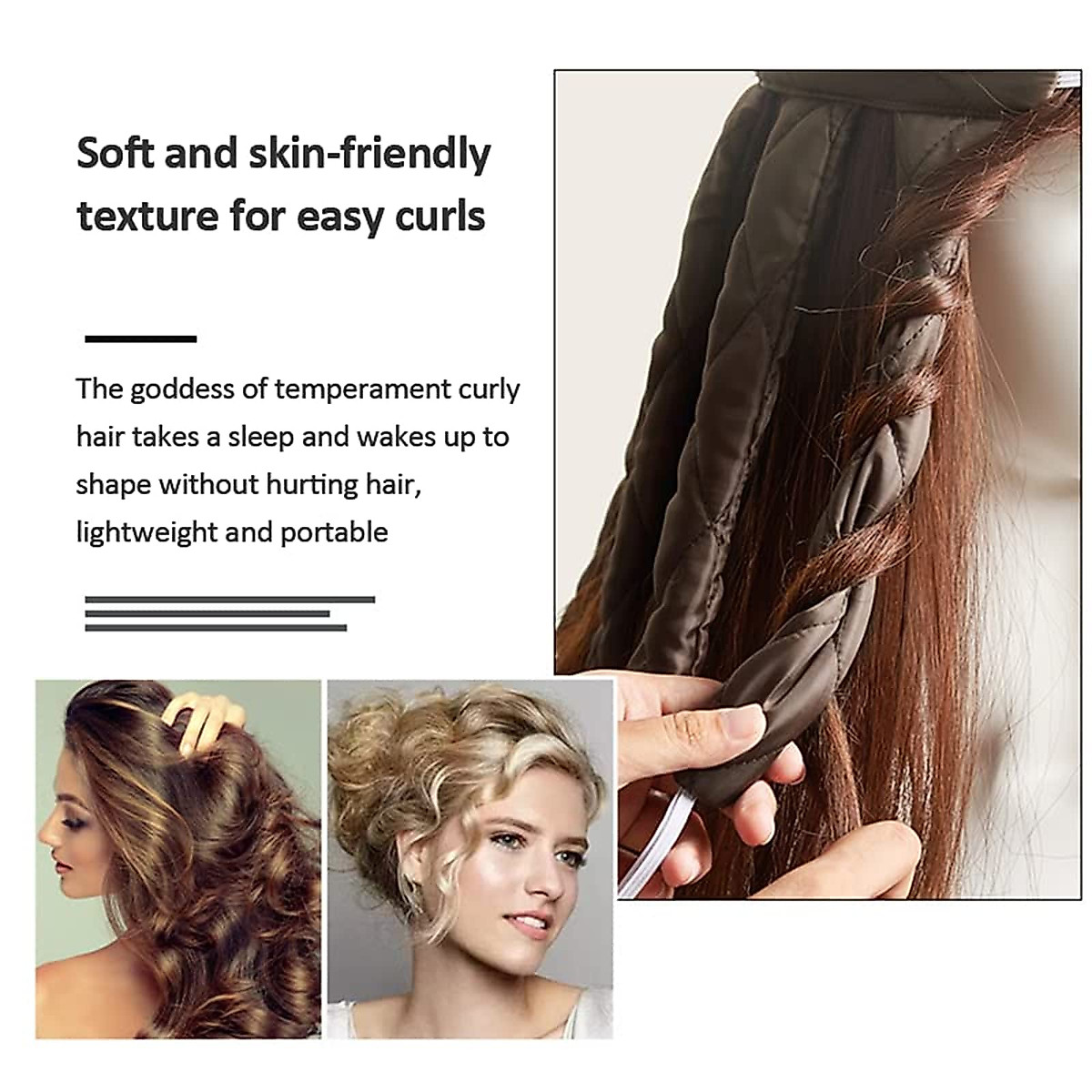 Heatless Hair Curler,Heatless Curling Rod Heatless Curls Headband For Long Hair Design No Heat Curling Rod Headband Hair Curlers to Sleep in(Blue)