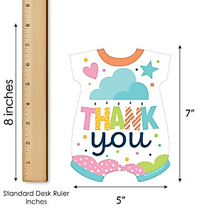Big Dot of Happiness Colorful Baby Shower - Shaped Thank You Cards - Gender Neutral Party Thank You Note Cards with Envelopes - Set of 12