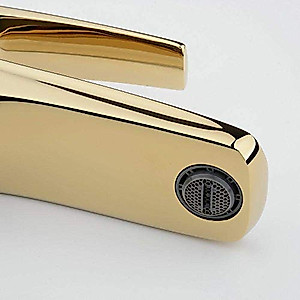 Y-LKUN Bathroom Taps Basin taps Gold Bathroom Basin Monobloc Solid Brass Hot Cold Mixer Tap