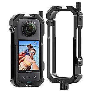 Protective Cage for insta360 X3 Accessories - ULANZI C-X3 insta360 X3 Vlog Case I Aluminum Alloy I 2 Cold Shoe I Silicone Lens Cover I Carrying Bag I No Block Mic Mount & Battery Replacement