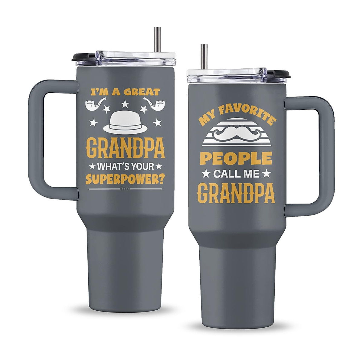 Uibunoo Gifts for Grandpa, 40 Oz My Favorite People Call Me Grandfather Tumbler with Handle & Straw, Pop Pop Mug for Birthday, Presents for Grandpa, Gifts for Grandfather