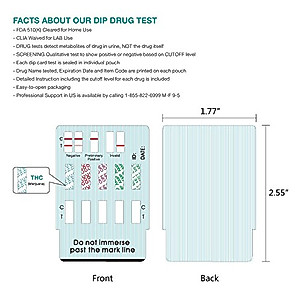 Easy@Home 5 Panel Instant Drug Test Kits [25 Pack] - Testing Marijuana (THC), COC, OPI 2000, AMP, MET/mAMP- Urine Dip Drug Testing -#EDOAP-254
