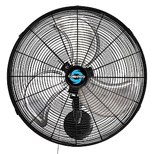 Tornado 20 Inch Pro Series High Velocity Oscillating Wall Mount Fan For Industrial, Commercial, Residential Use 3 Speed 5250 CFM UL Safety Listed