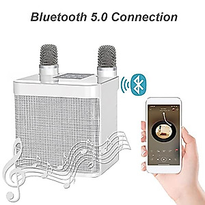 Karaoke Machine for Adults and Kids, Portable Bluetooth Karaoke Speaker for TV, with 2 Wireless Microphones PA Speaker System for Indoor Outdoor Party, Family Party Singing