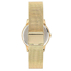 Nine West Women's Gold-Tone Mesh Bracelet Watch, NW/2428FLGP